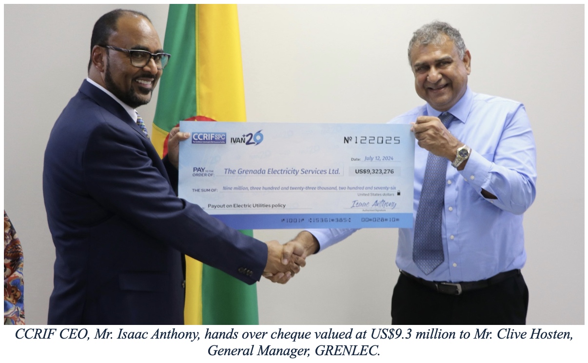 GRENLEC Receives CCRIF Payout of US$9.3 Million (EC$25.1 Million) to Support Repair to Grenada’s ...
